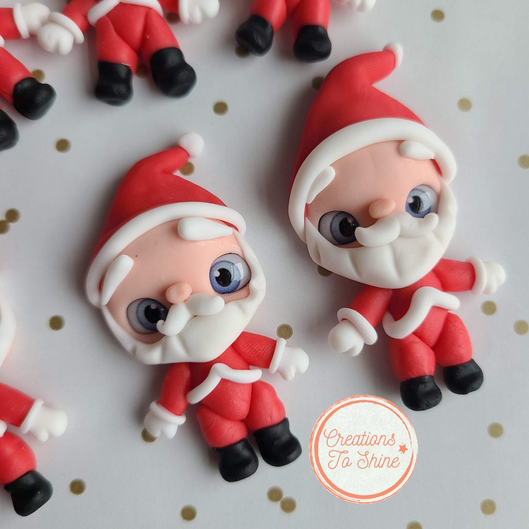 SET of 2 SANTA CLAUS, Bow Centers, Clay Dolls, Shaker Clays, Clay ...