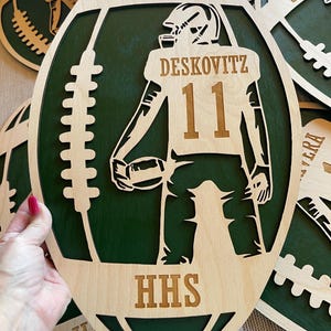 Personalized Football Player Wood Sign: Custom Team Colors Available - Etsy