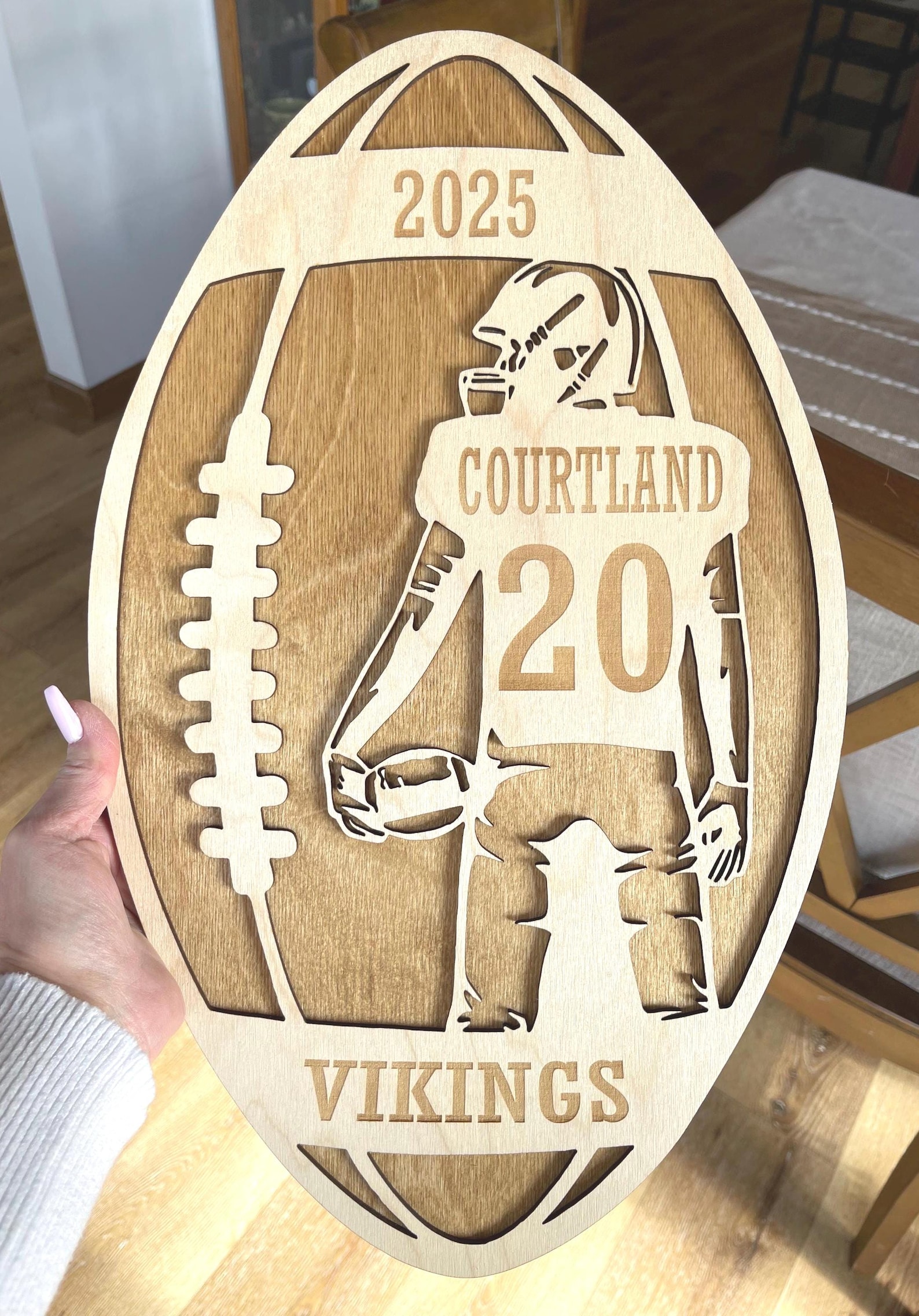 Personalized Football Player Wood Sign: Custom Team Colors Available - Etsy