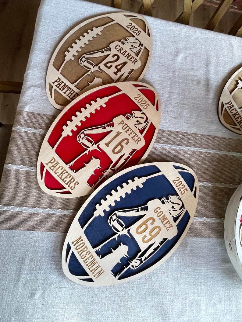 Personalized Football Player Wood Sign: Custom Team Colors Available - Etsy