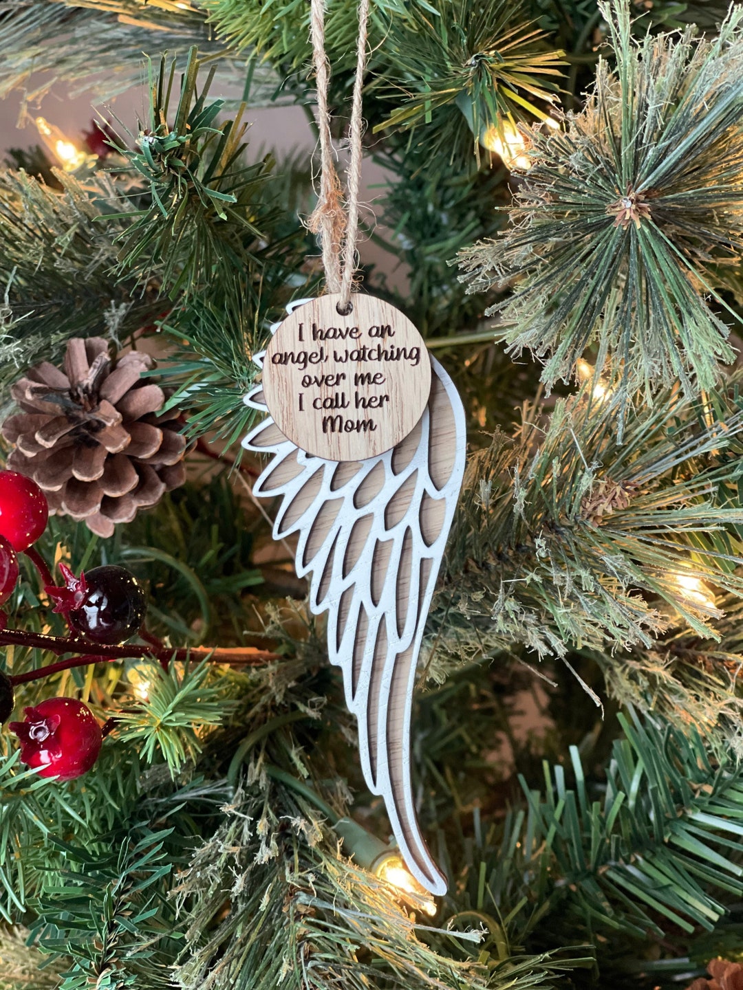Personalized Angel Wing Memorial Ornament: Engraved Sympathy Gift - Etsy