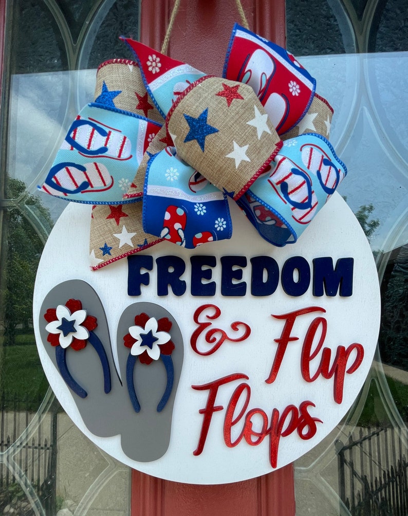 Patriotic Flip Flop Door Hanger: 4th of July Decor - Etsy