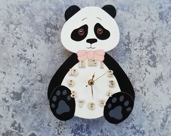Wooden Panda Clock - Etsy UK