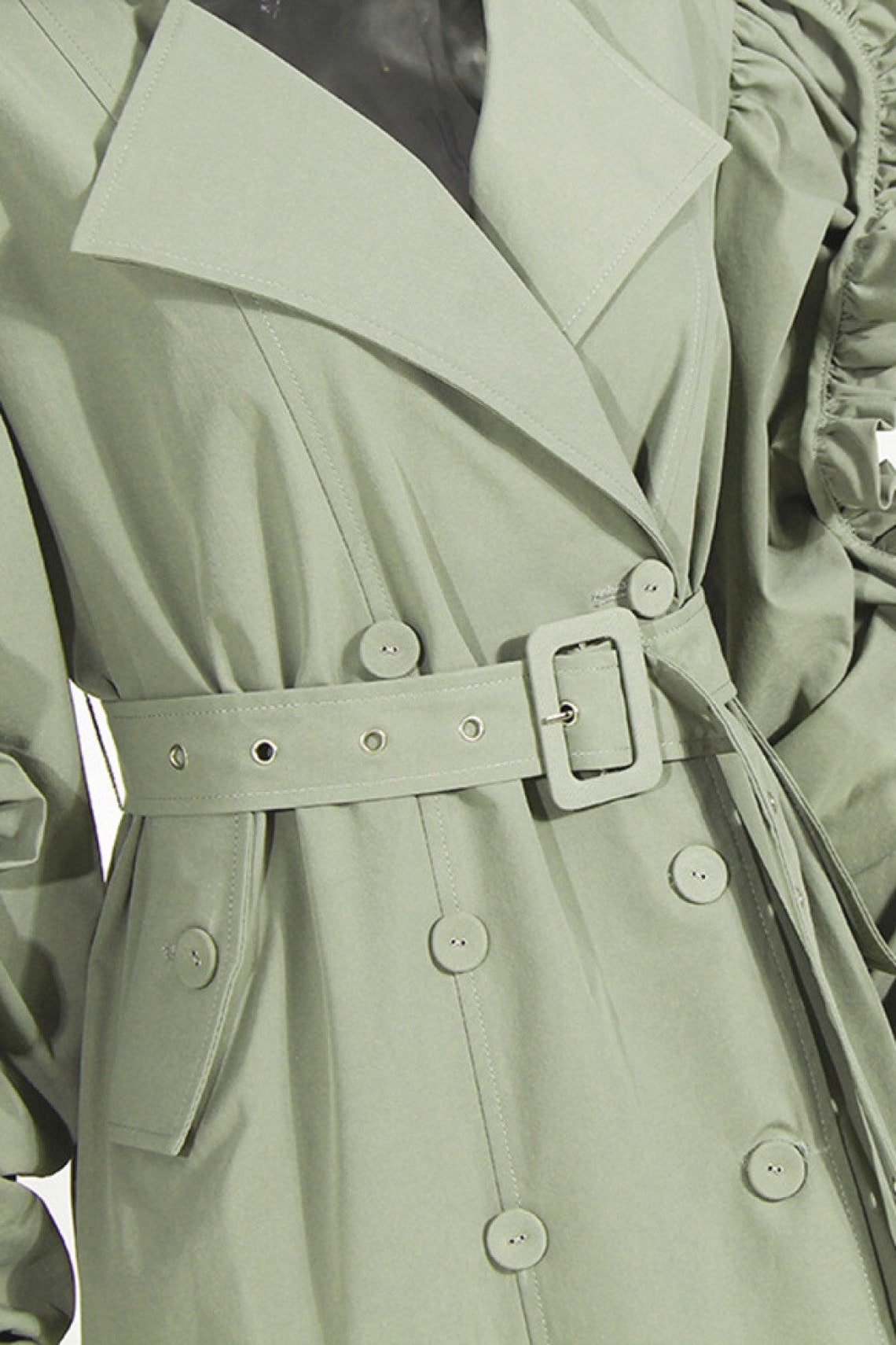 Belted Ruffle Sleeve Trench Coat - Etsy