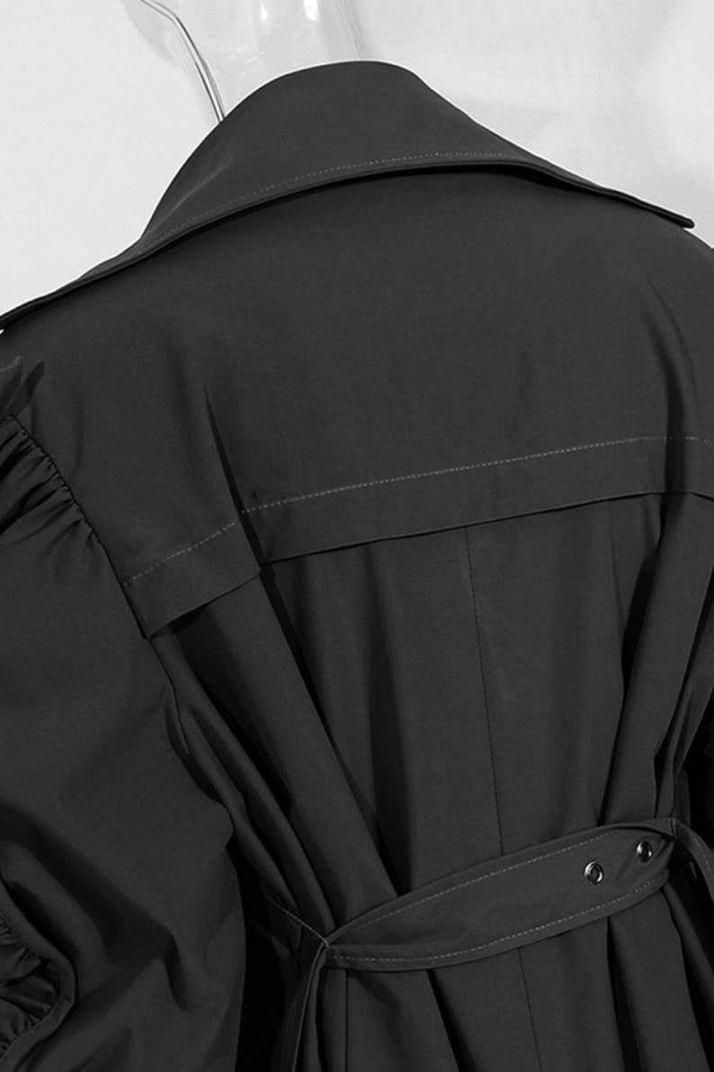 Belted Ruffle Sleeve Trench Coat - Etsy