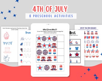 4th of July Preschool Worksheet and Activity Bundle Pre-k Kindergarten ...