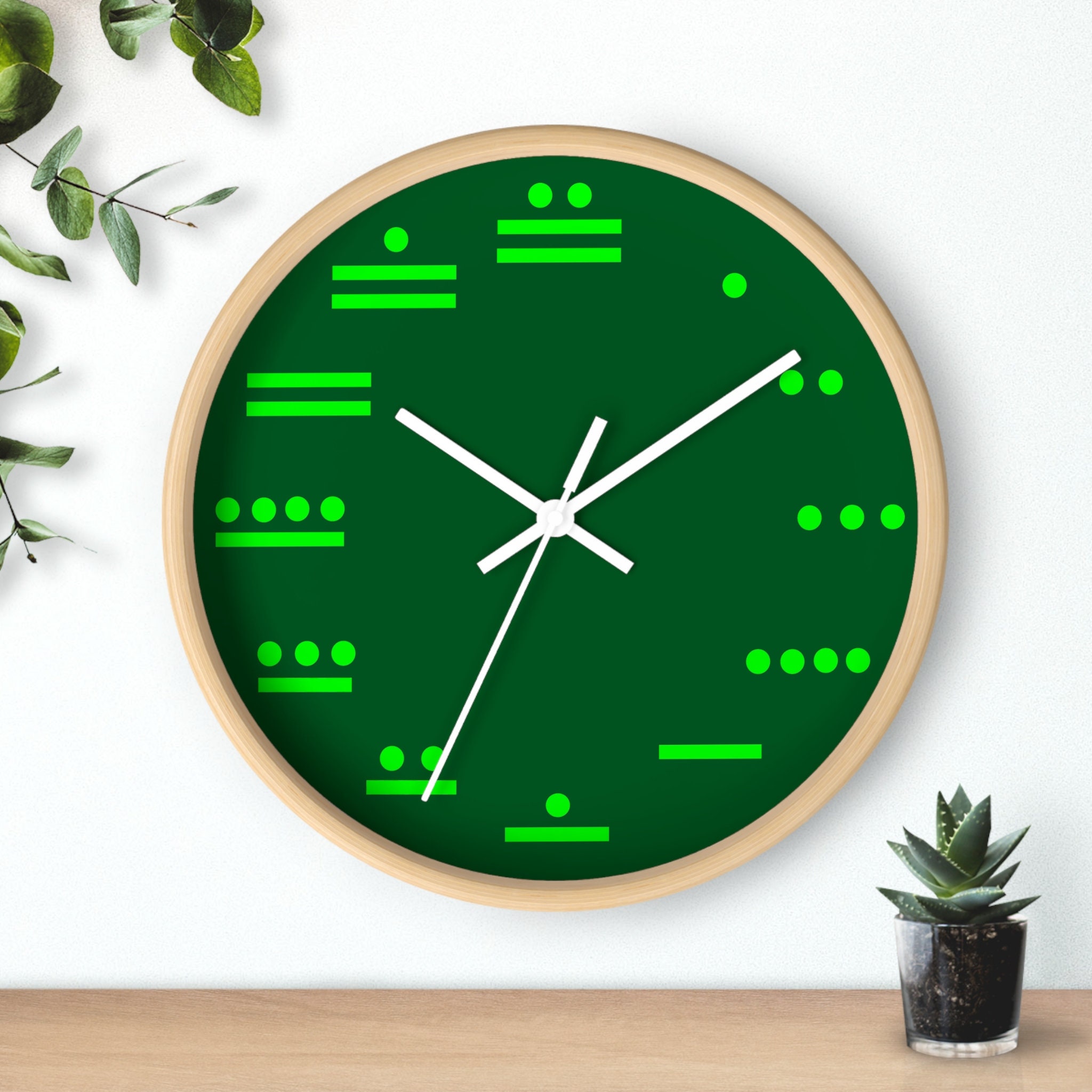 Maya Numerals Wall Clock, Ya'ax Green B, SILENT Movement, FREE Shipping ...