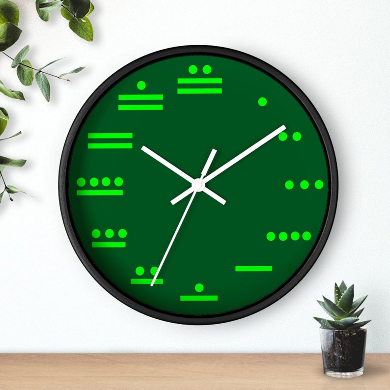 Maya Numerals Wall Clock, Ya'ax Green B, SILENT Movement, FREE Shipping ...