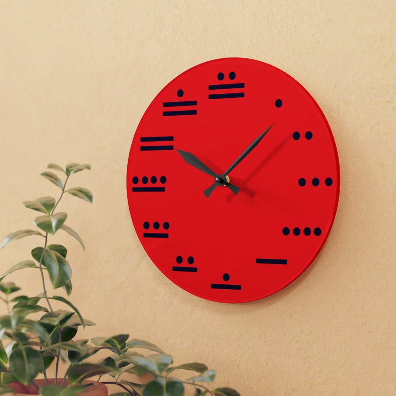 Maya Numerals SQUARE Red Wall Clock, Acrylic, 10.75'' 10.75'' Jumbo ...
