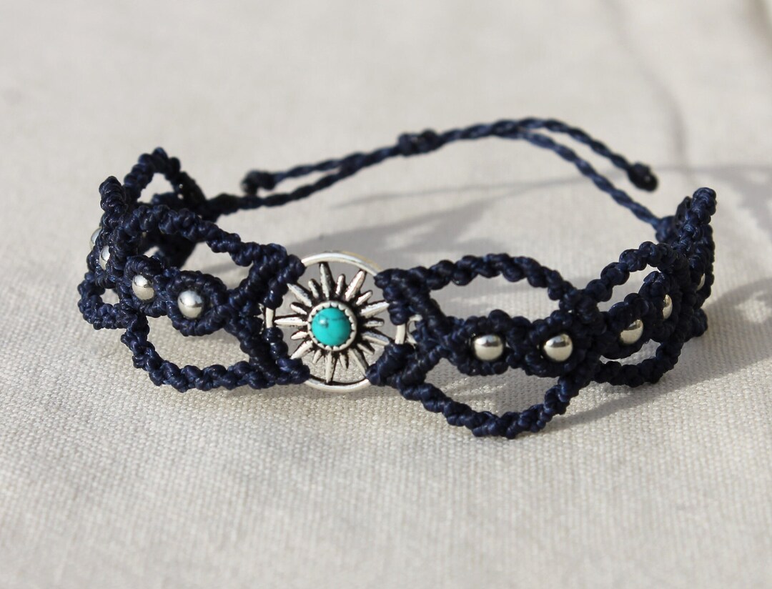 “bluey” Micro-macramé Bracelet and Turquoise Silver-plated Brass ...