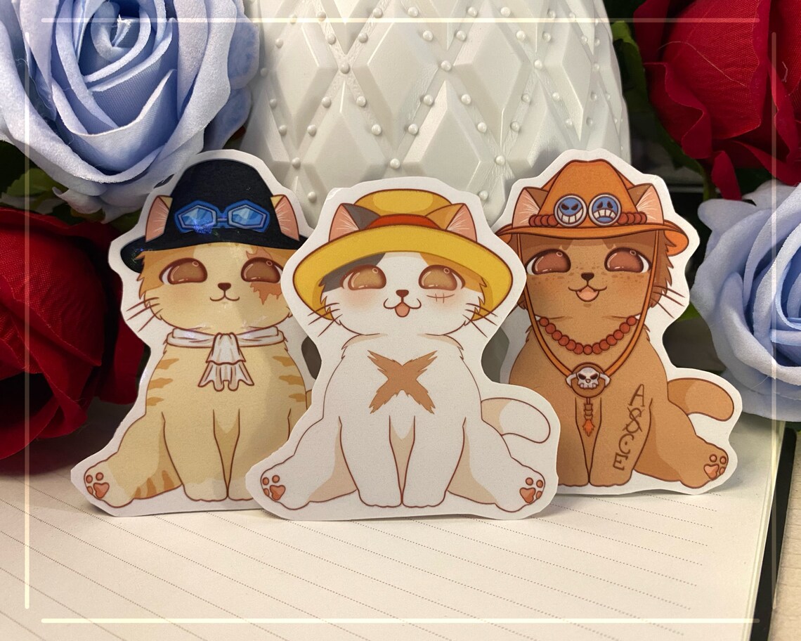 Luffy Sabo Ace One Piece Stickers Cats Anime Waterproof Vinyl Sticker ...