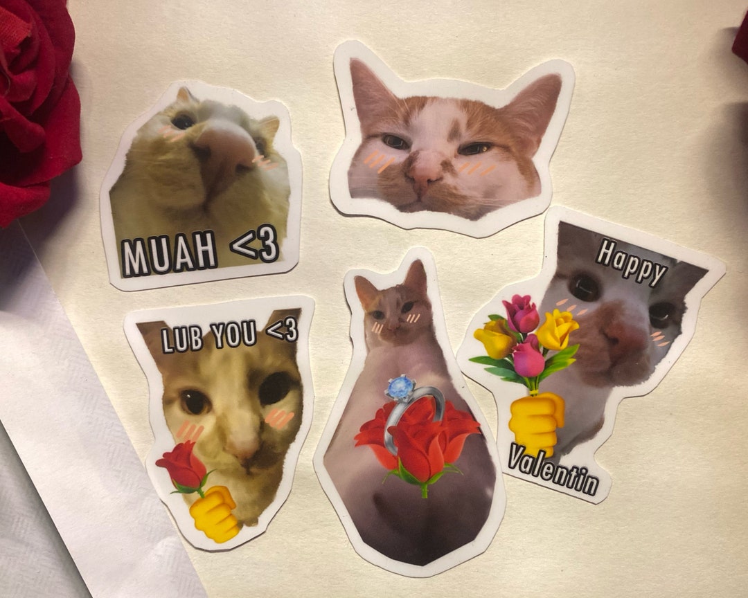 Love Cat Stickers Set Cat Memes Gifts Under 5 Funny Cats Vinyl Sticker ...