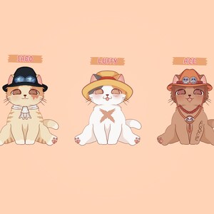 Luffy Sabo Ace One Piece Stickers Cats Anime Vinyl Sticker Laptop - Etsy