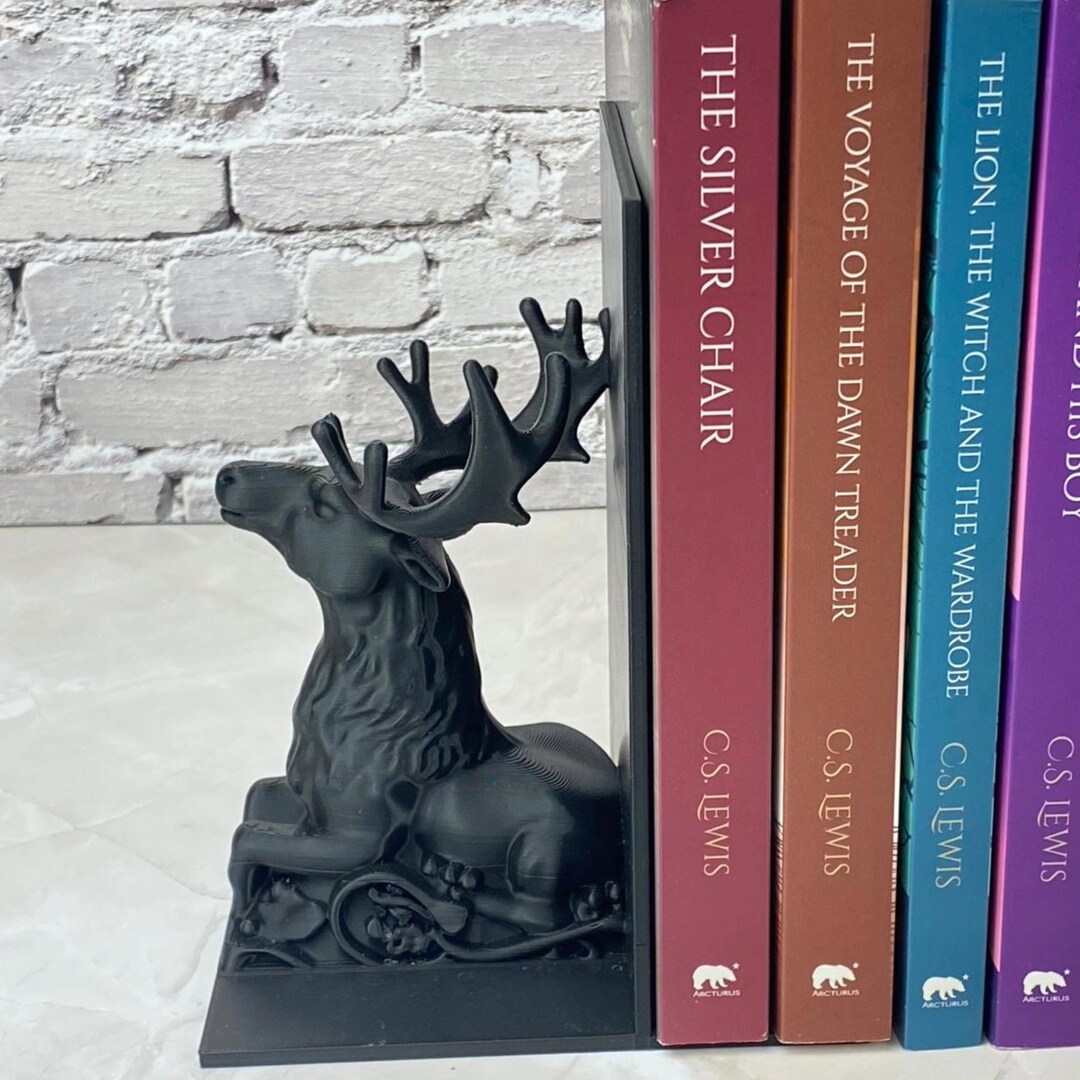 Deer Bookend – Modern Stag Decor, Rustic Animal Book Holder for Home ...