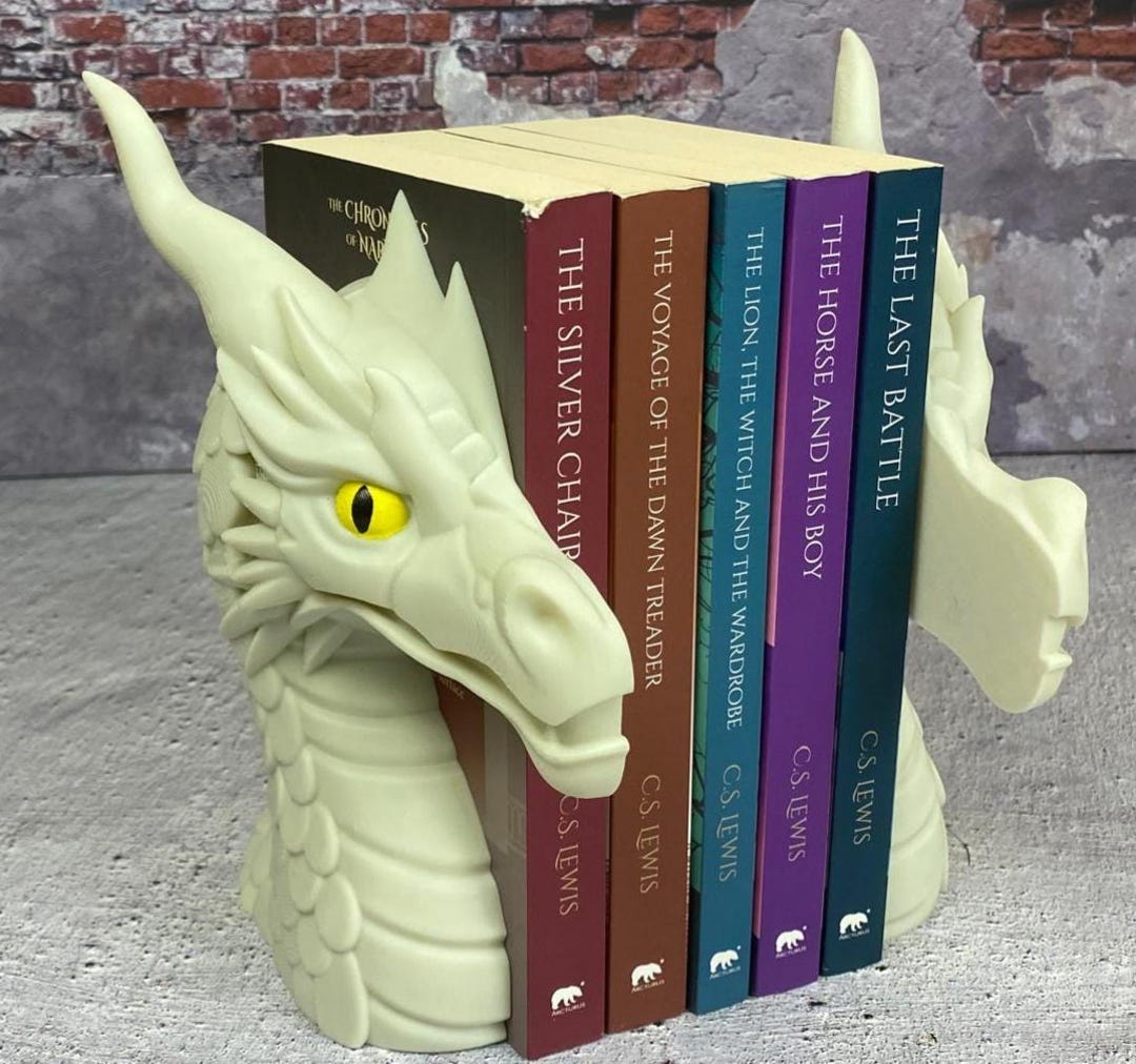 Dragon Bookend – Bookshelf Decor | Fierce Dragon Head | Mythical Book ...