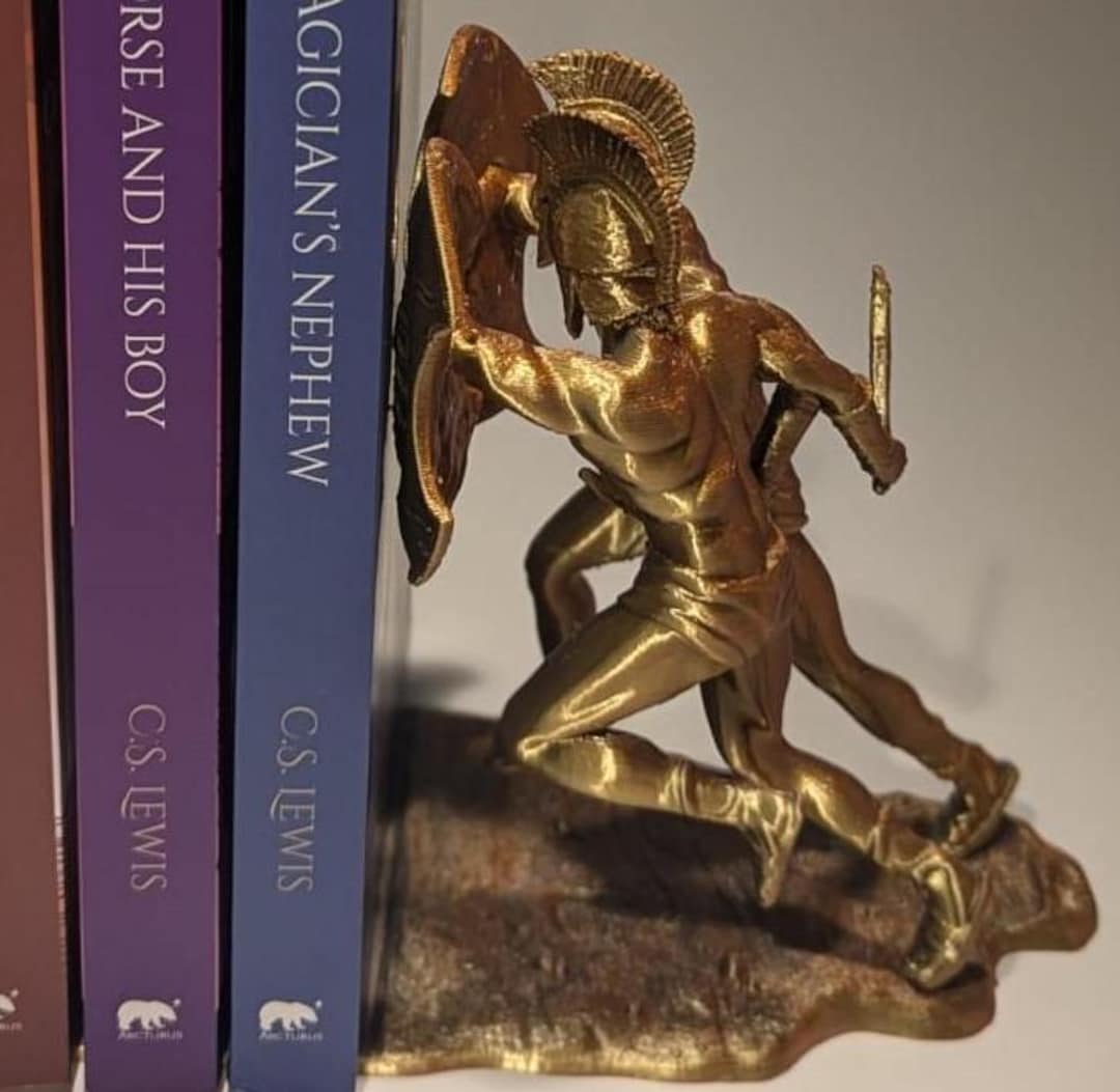 Spartan Bookend | Greek Warrior Shelf Decor | Book Holder | Gift for ...