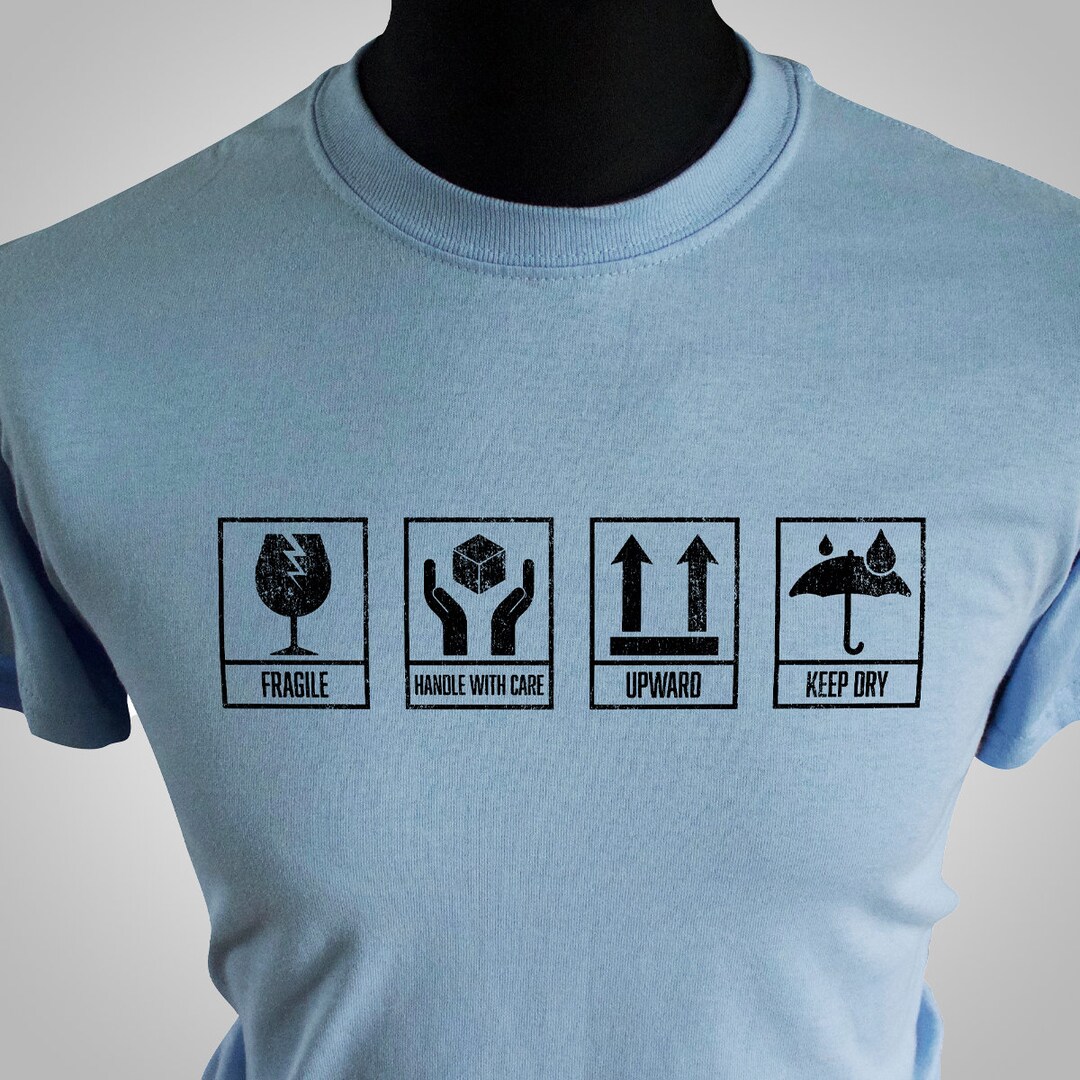 Handle With Care T Shirt (light Blue) - Etsy