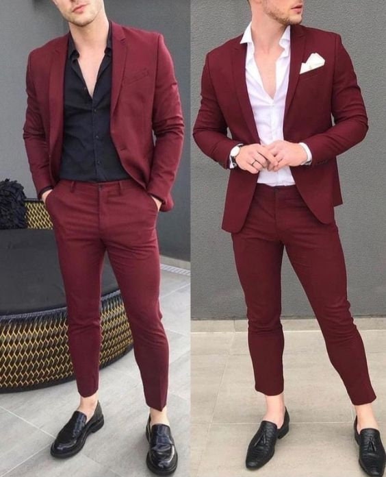 Men Suits Maroon Suits, Men Wedding Suits, Tuxedo Suits Men Prom Suits ...