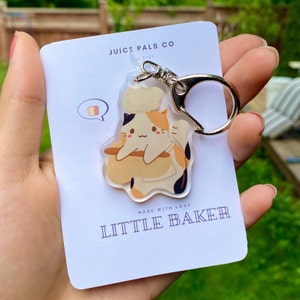Cute Cat Keychain, Acrylic Epoxy Keychain, Baker Cat, Orange Cat, Black ...