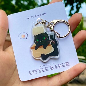 Cute Cat Keychain, Acrylic Epoxy Keychain, Baker Cat, Orange Cat, Black ...