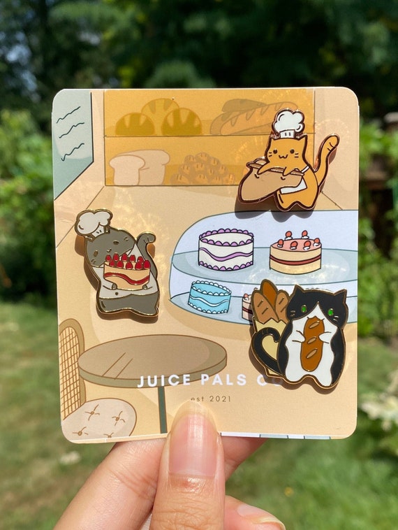 Bakery Cat Enamel Pins Set of 3 Pins Cute Cats - Etsy