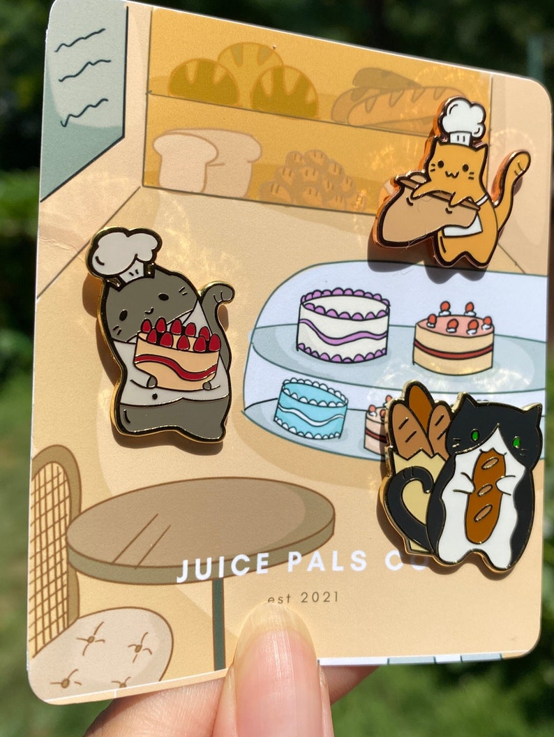 Bakery Cat Enamel Pins Set of 3 Pins Cute Cats - Etsy