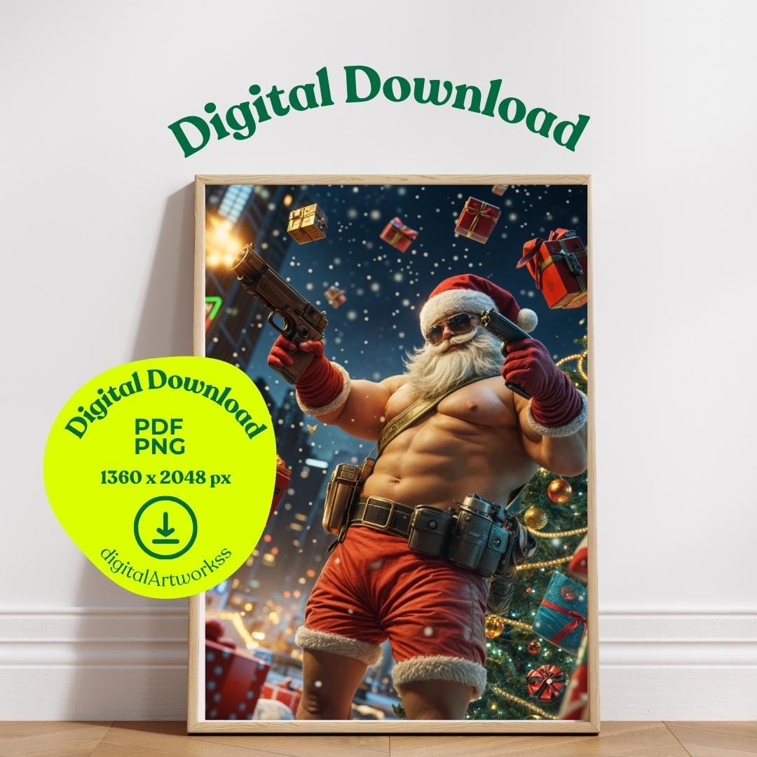 Funny Shirtless Santa Claus With Gifts Humorous Digital Art ...