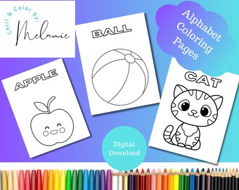 CUTE Alphabet Coloring Pages for Kids - Etsy