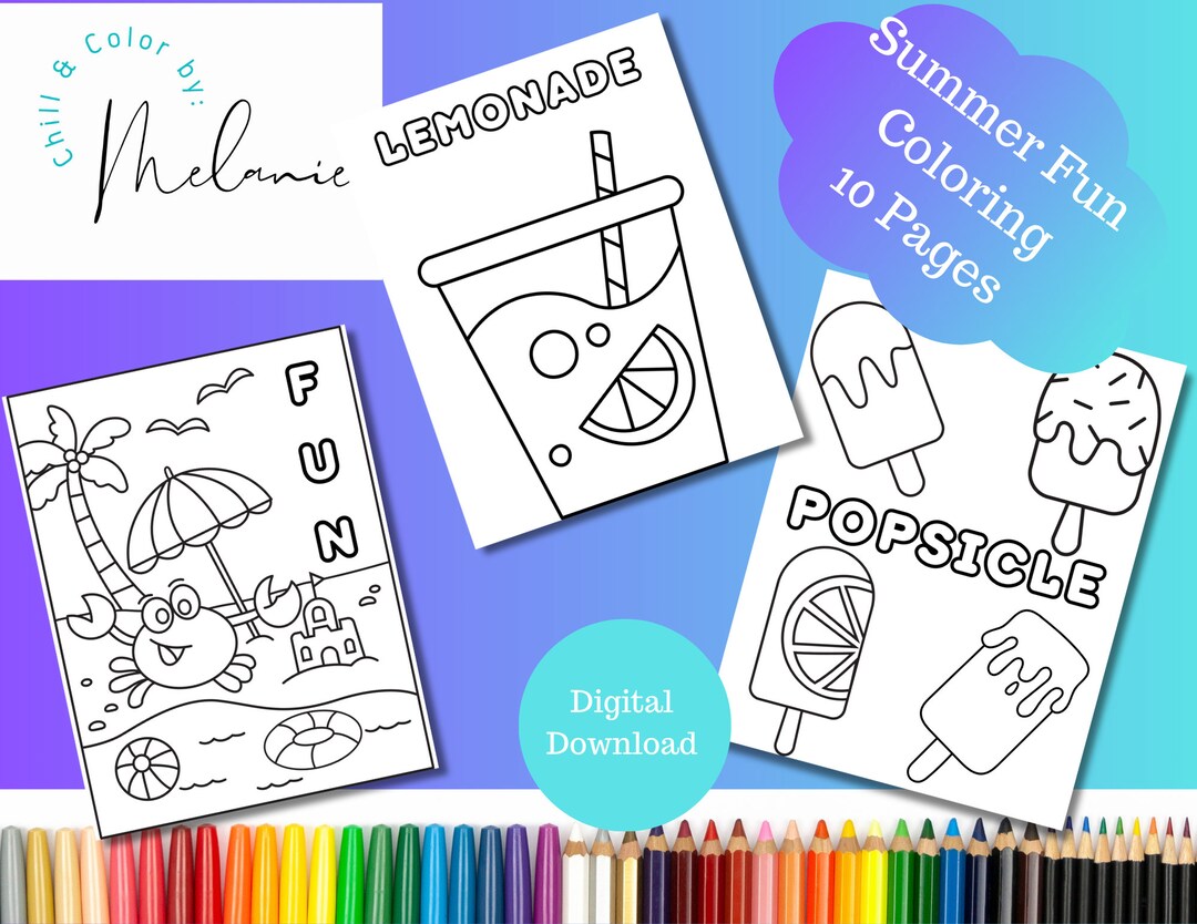 Summer Fun Coloring Pages for Kids & Adults - 10 Unique Designs ...