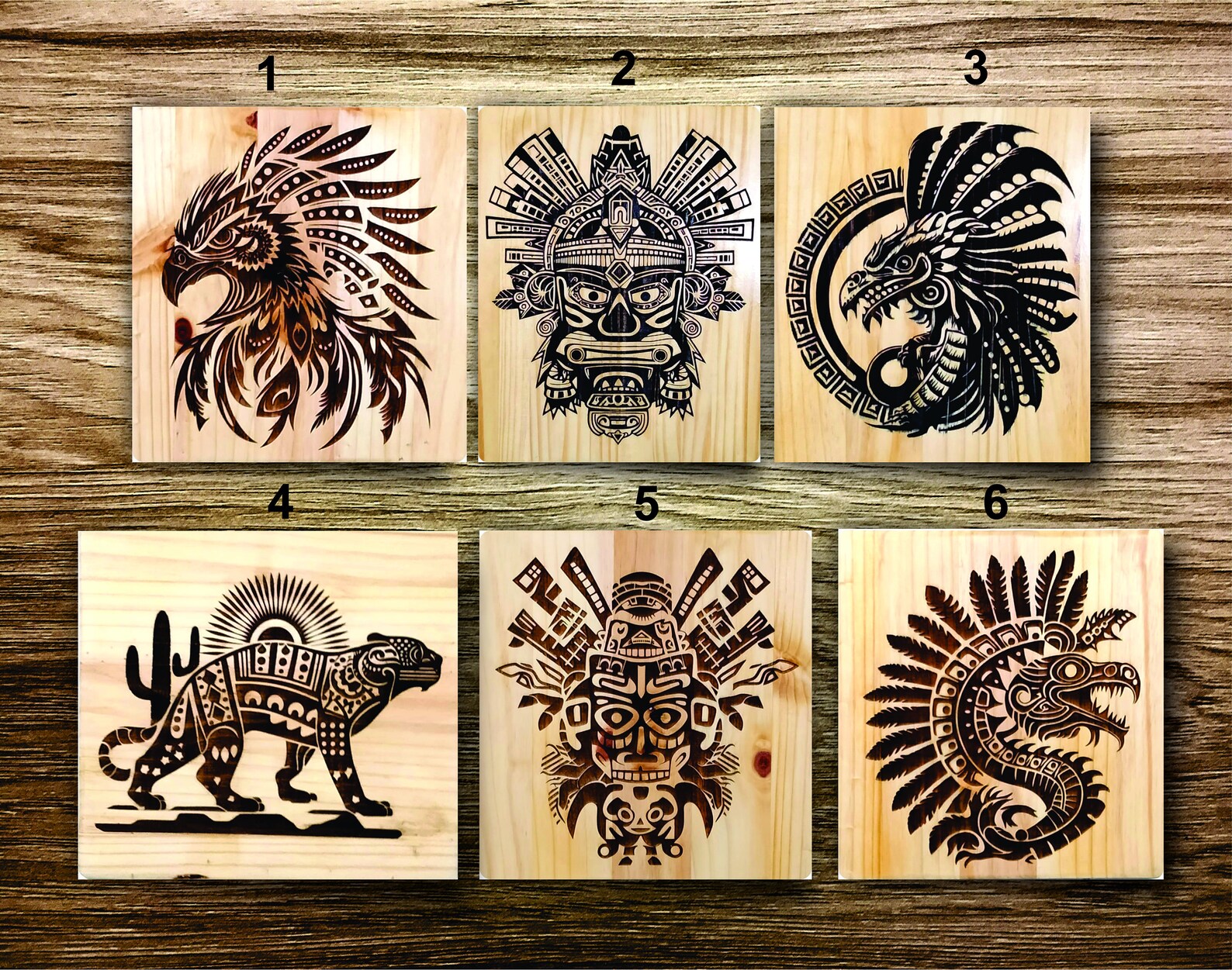 Real Wood Engravings of Gods and Deities From Aztec Mythologyc - Etsy