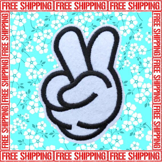 Mickey White Glove Peace Sign Embroidered Patch - Etsy