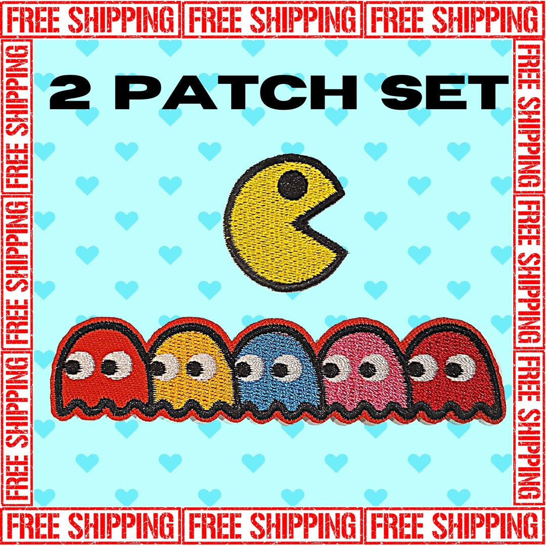 Pac-man & Ghosts 2 Patch Set Embroidered Patches Iron - Etsy