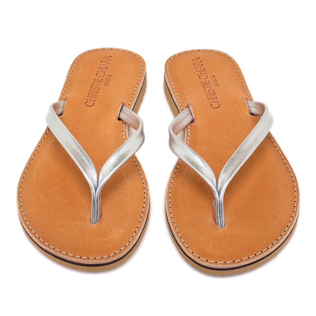 Handmade Leather Flip Flops, Metallic Silver Thong Sandals - Etsy