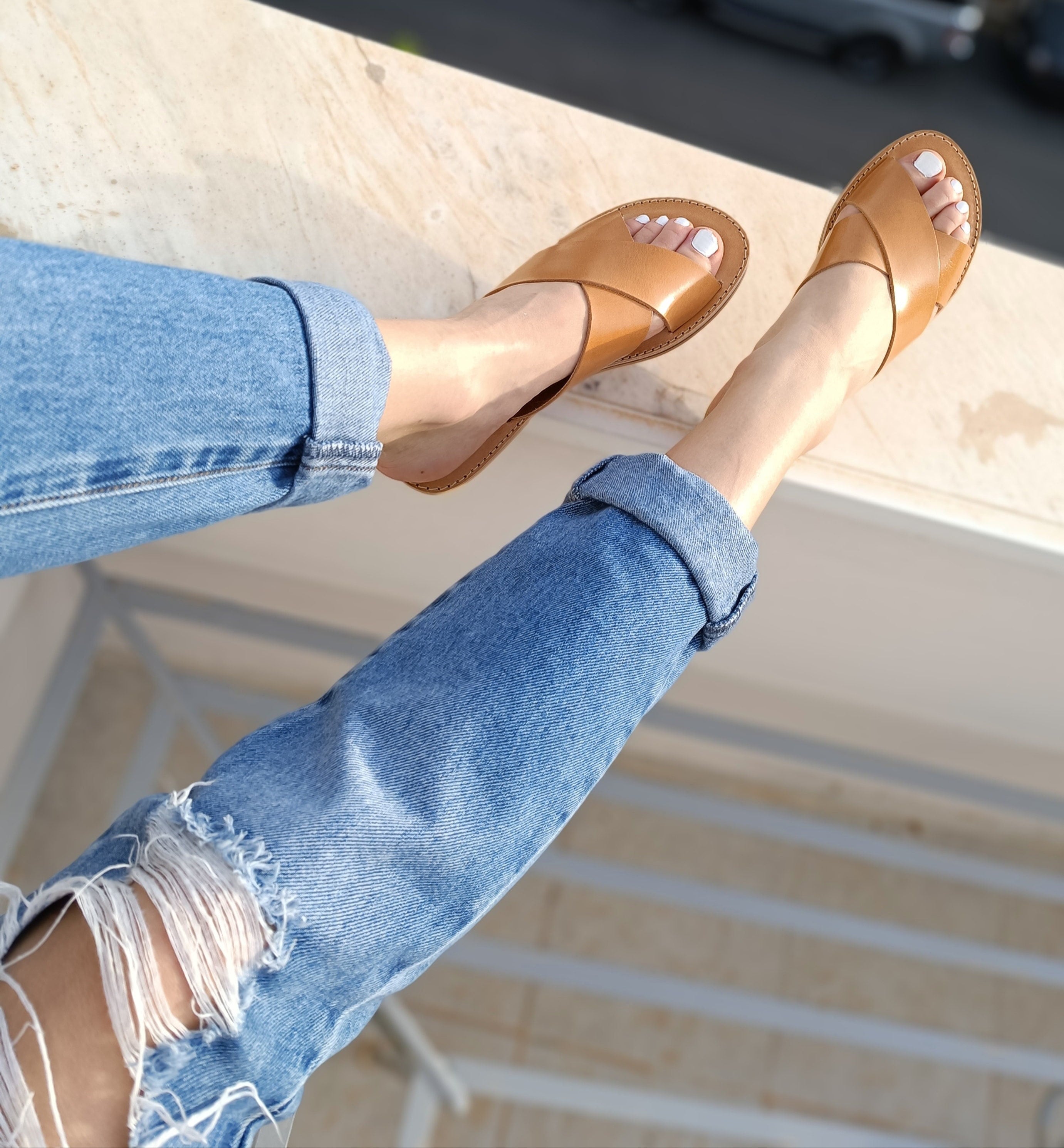 Neutral Leather Sandals Genuine Leather Sandals Genuine Leather Shoes ...