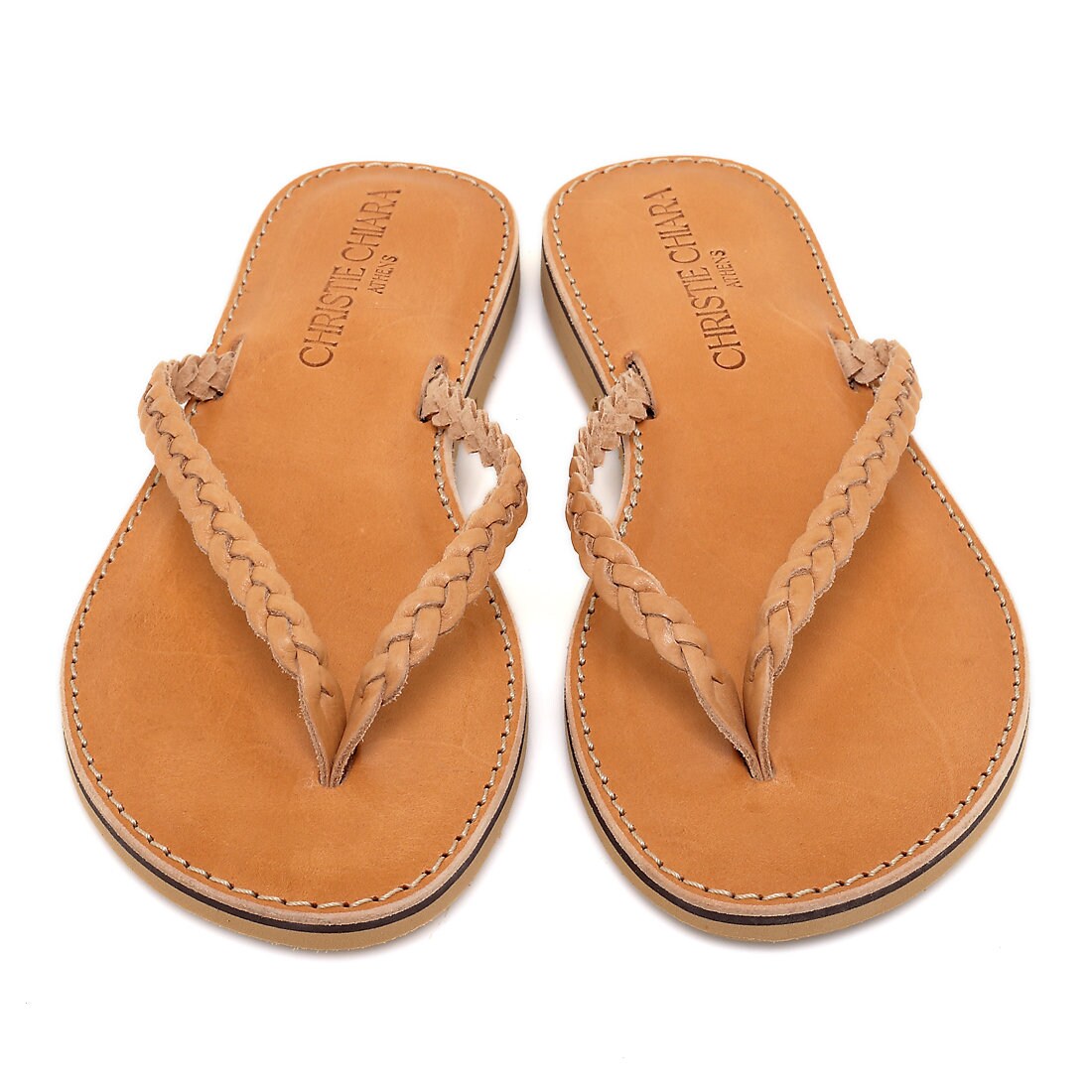 Tan Flip Flops, Tan Leather Flip Flops, Women Flip Flops, Strappy ...