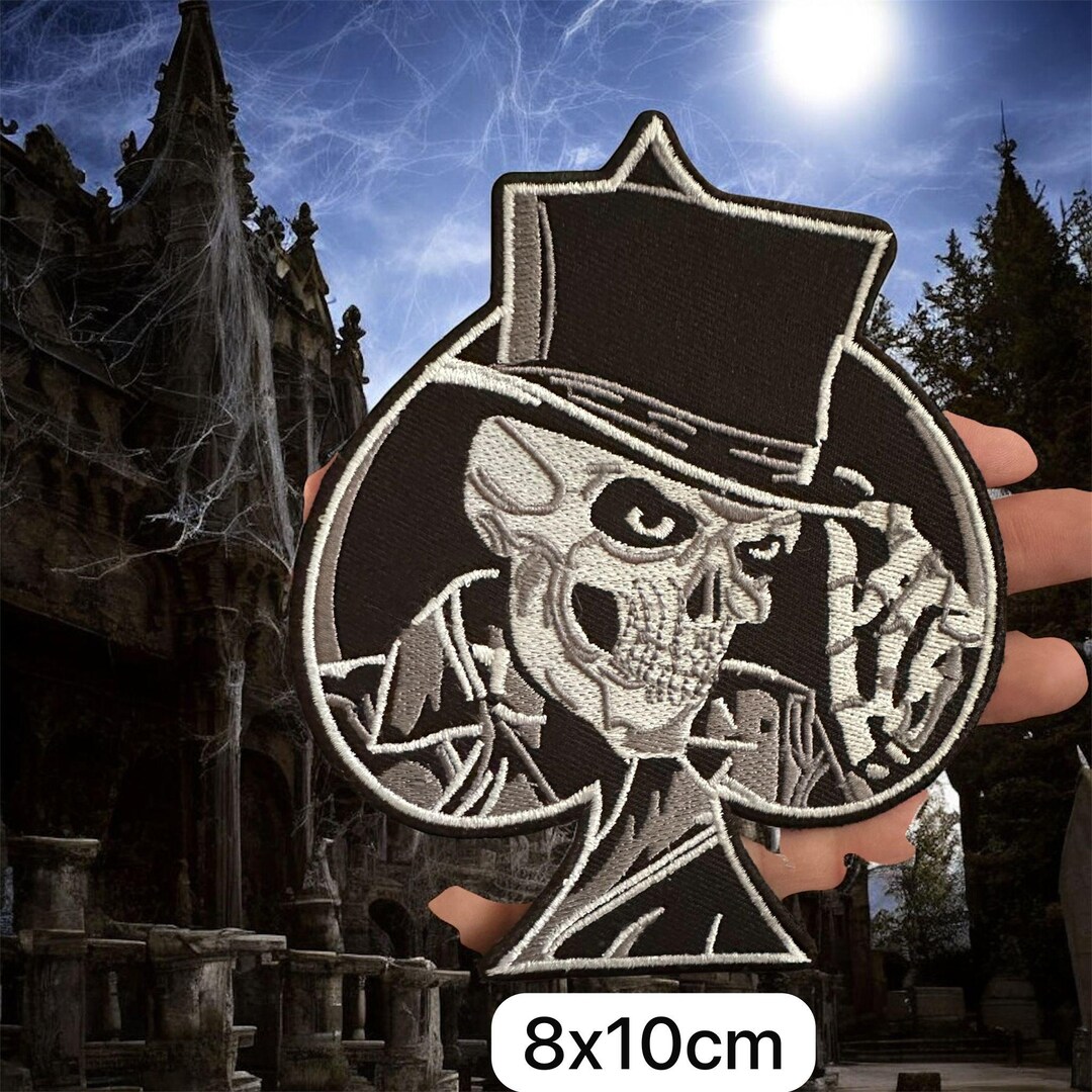 Top Hat Skull Spade Skeleton Death Motorcycle Jacket Biker Patch ...