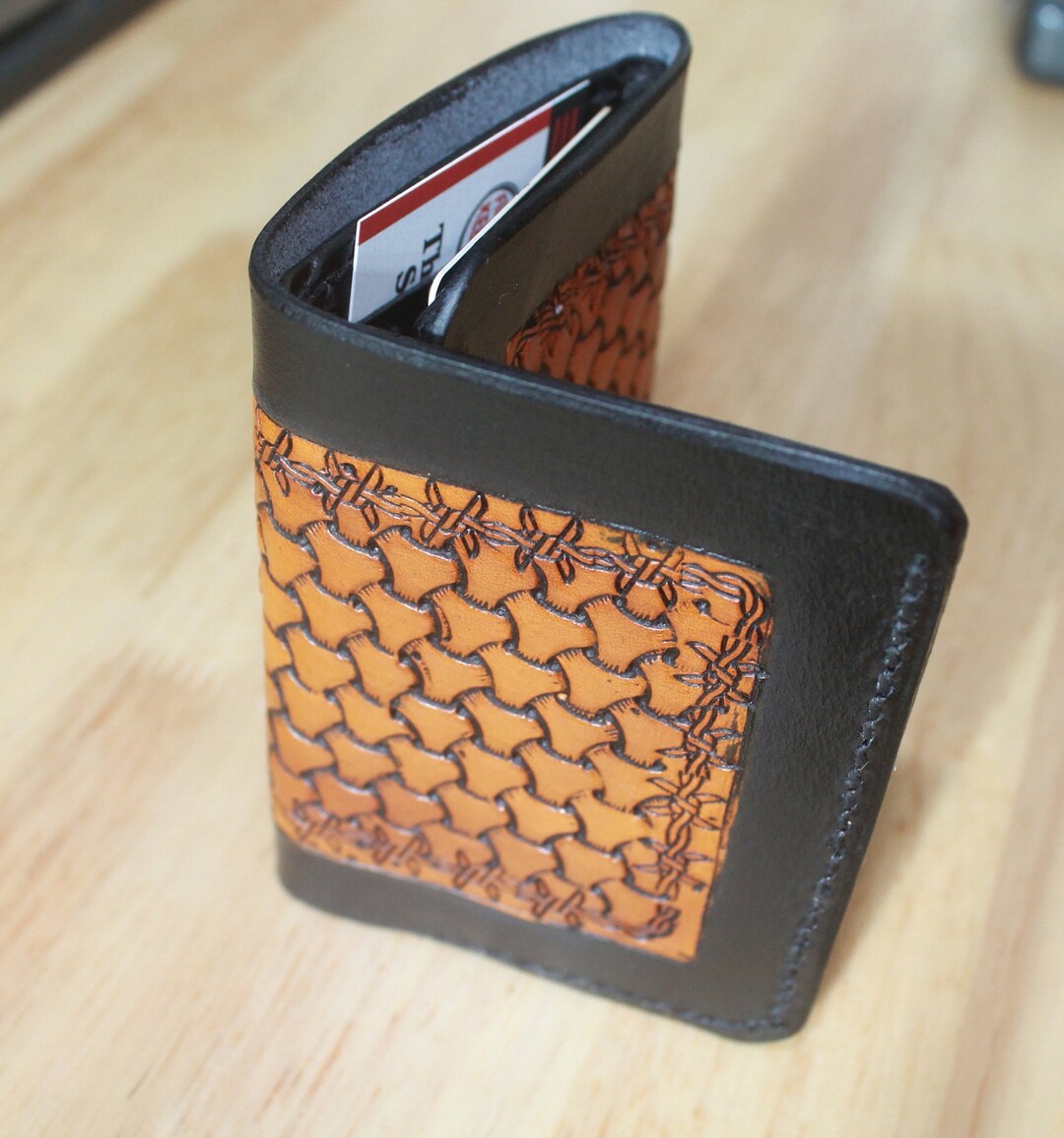 Trifold Leather Wallet Made to Order Tri-fold Custom Handmade Tooled 3D ...