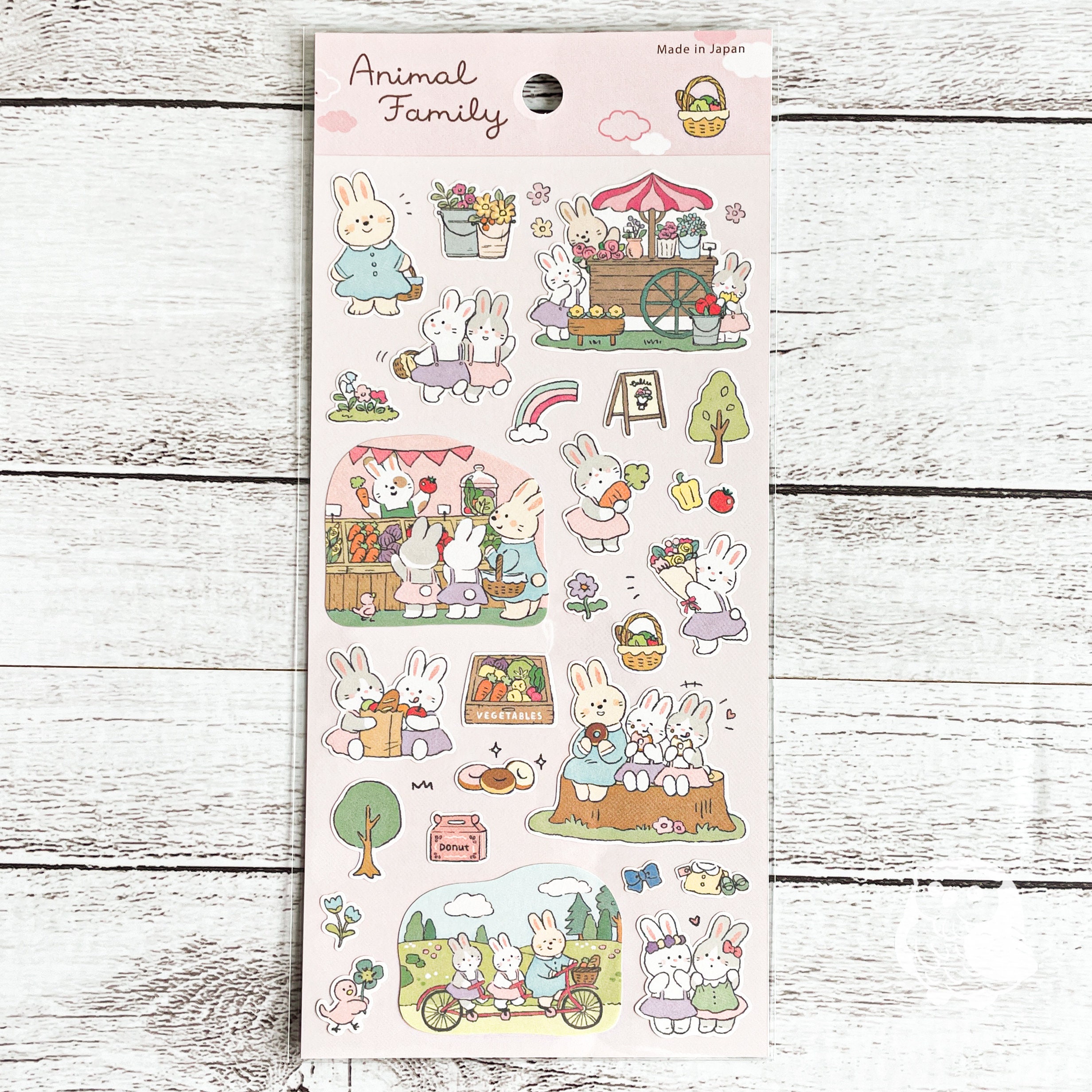 Animal Family Made in Japan Sticker|duck, Cat, Bear, Rabbit, House ...