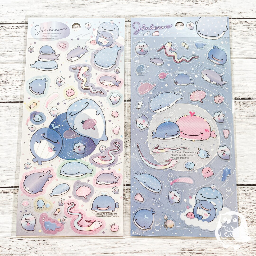 Authentic Jinbesan Cute Whales SE56801, SE56802 Japanese Clear Sticker ...