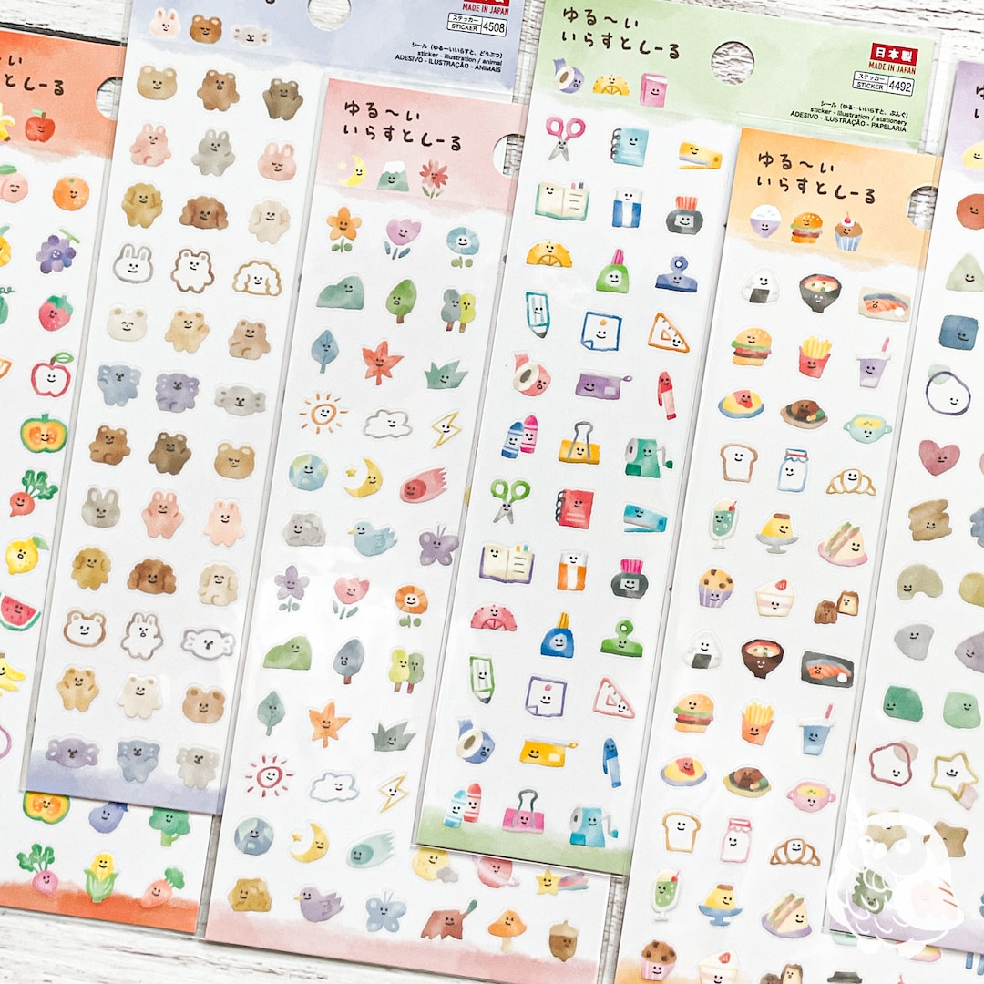 Yuruui Irasuto Seal | Sticker Sheet | Nature, Food, Animals | Daiso ...