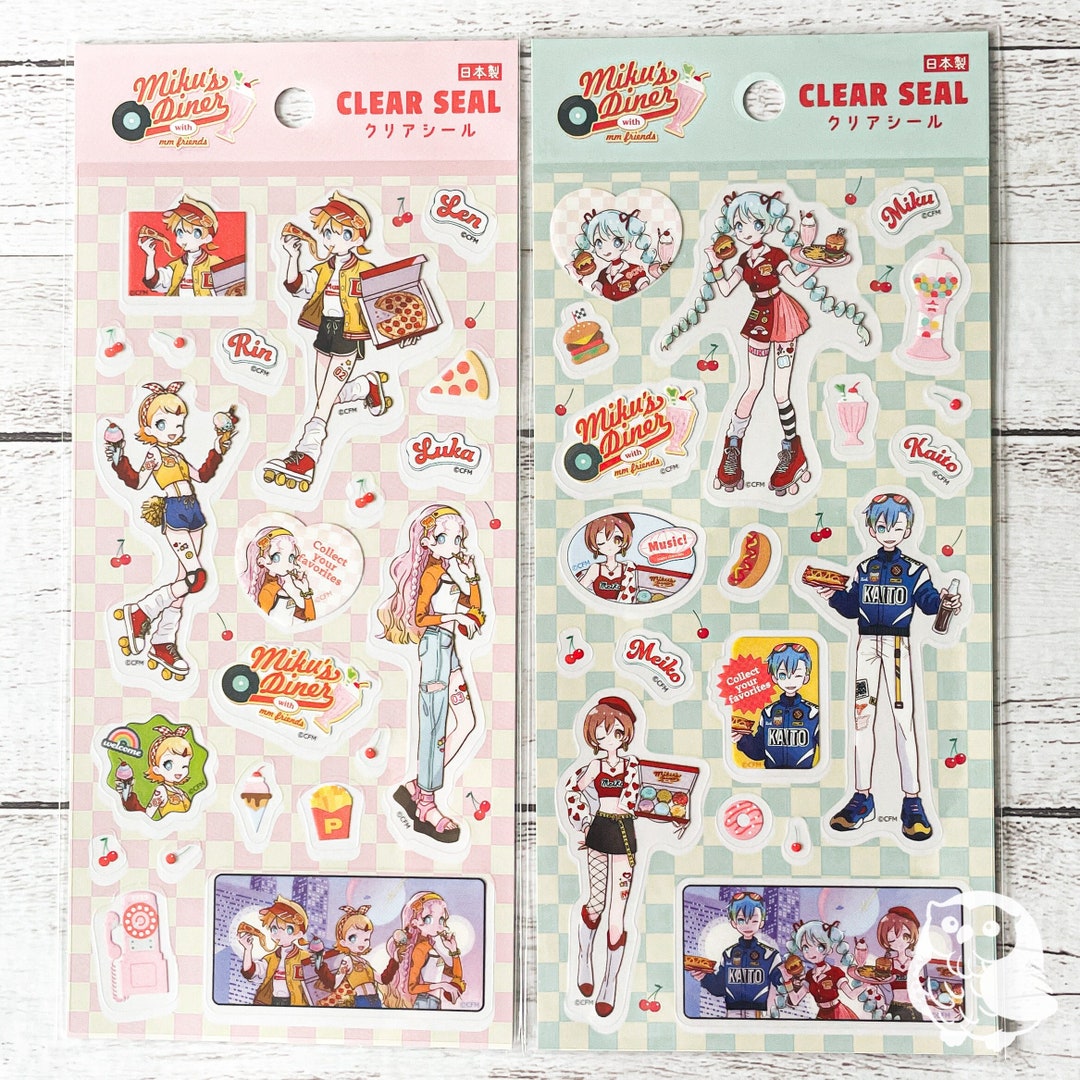 Miku's Diner With Mm Friends Sticker Sheet Pink, Blue Clear Seal Made ...