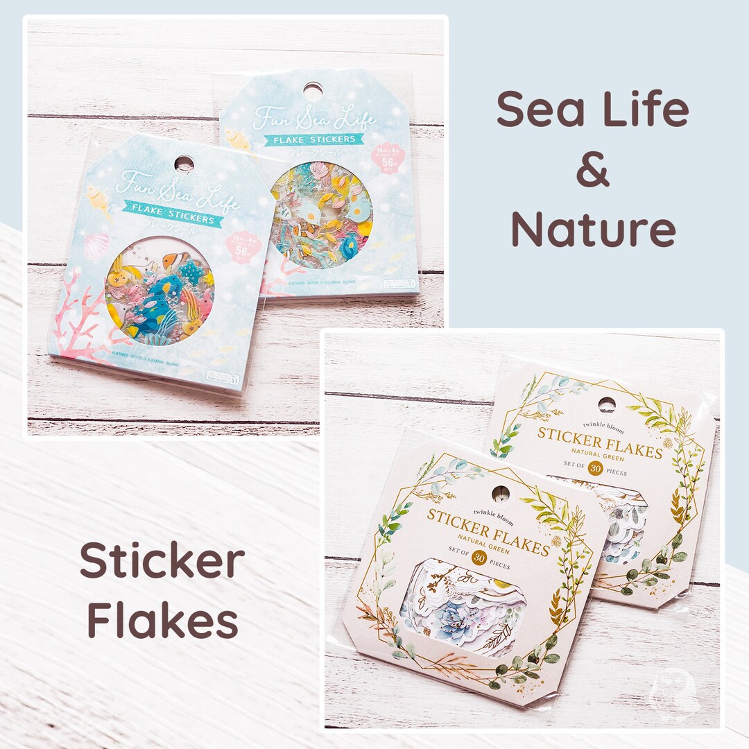 Fun Sea Life and Natural Green Flake Stickers | Aquarium, Twinkle Bloom ...