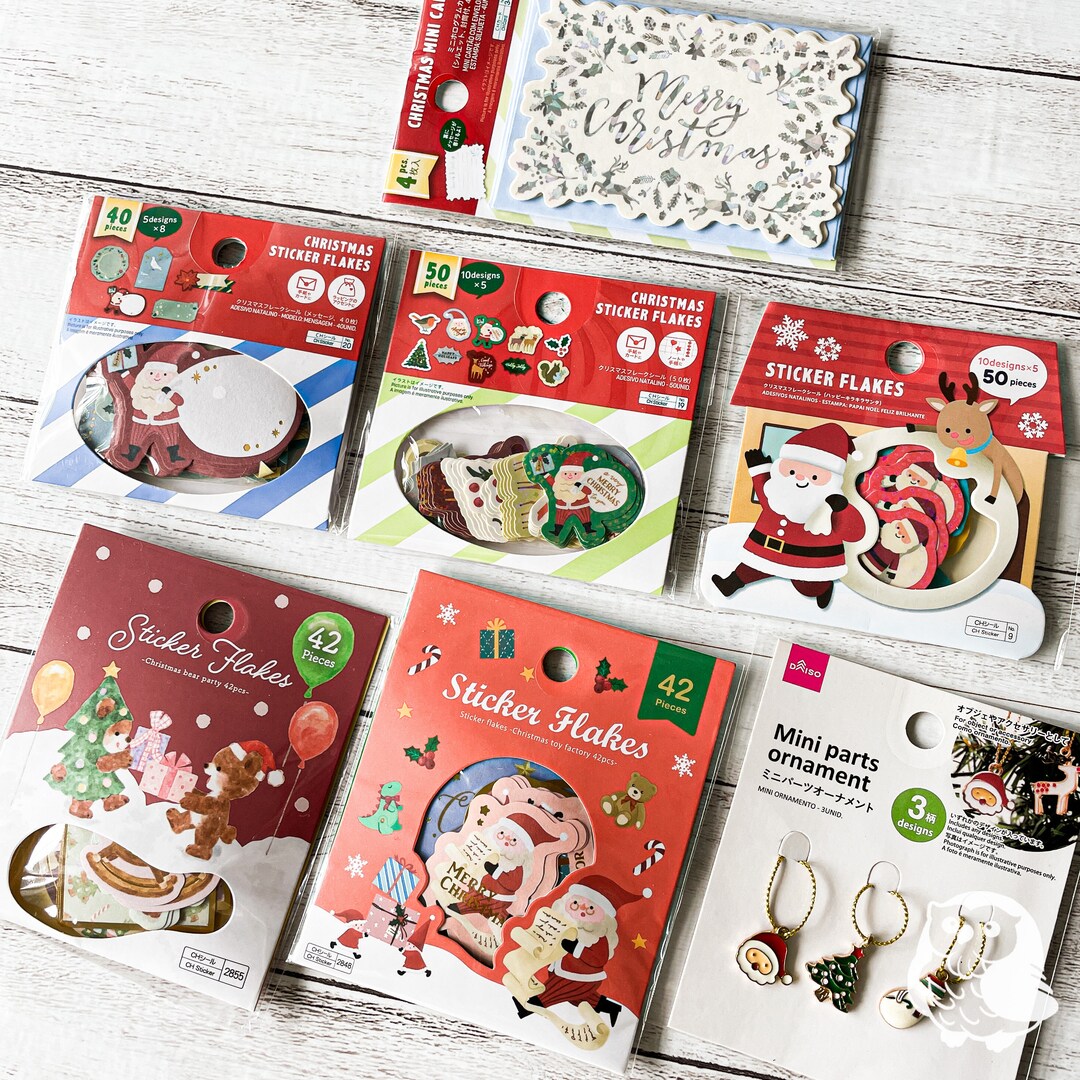 Christmas Sticker Flakes, Message Card, Ornaments Santa Claus, Glitter ...