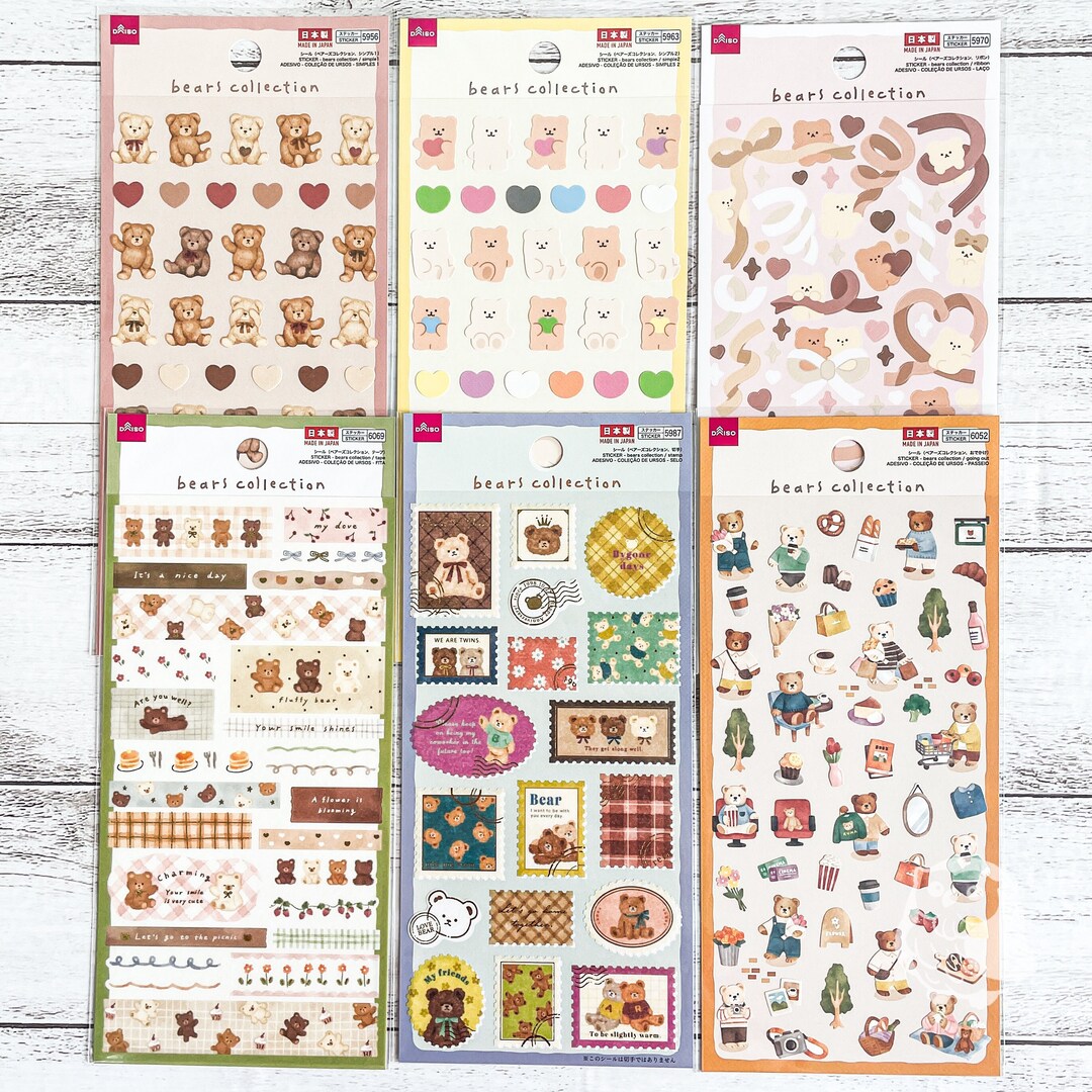 Bears Collection|stamp, Heart, Ribbon, Tape, Cafe, Going Out| Sticker ...