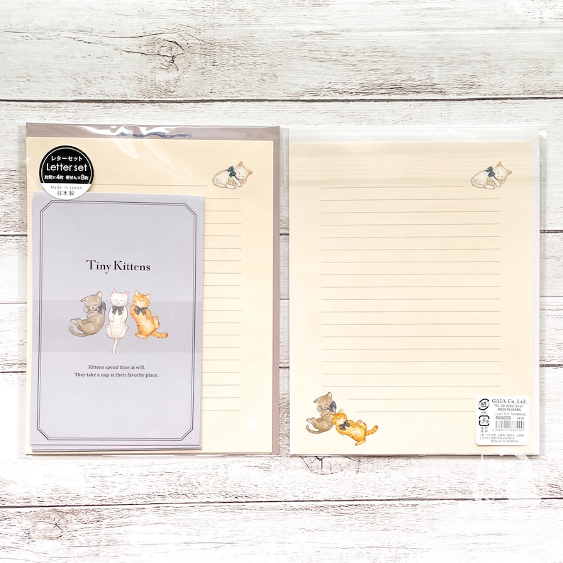 Tiny Kittens Letter Pad and Envelope Set | Made in Japan | GAIA Co Ltd ...