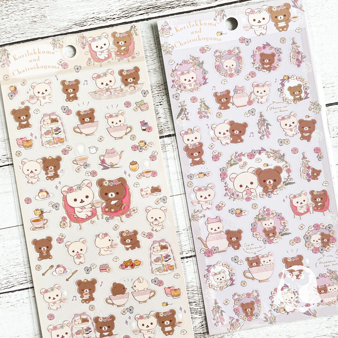 Authentic Rilakkuma Sticker Sheet Korilakkuma and Chairoikoguma made in ...