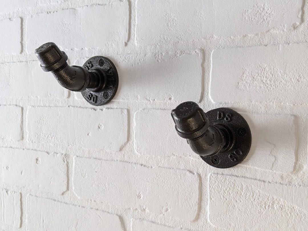 Iron Pipe Wall Hooks - Metal - Black, Bronze, Silver, Copper, Gun Metal ...