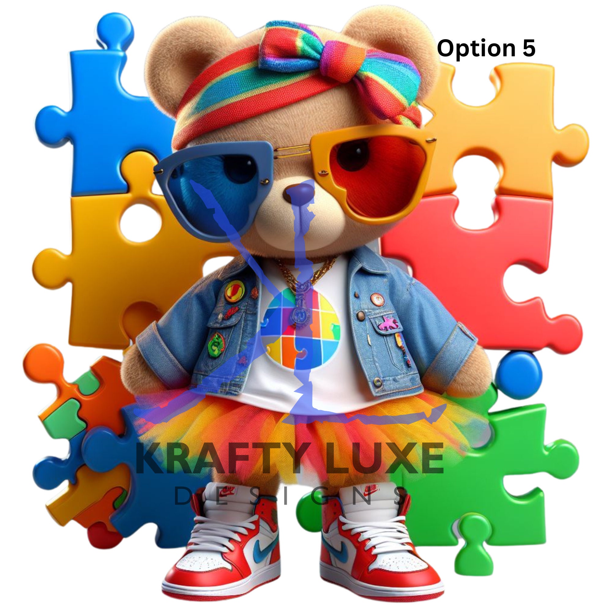 Hip Hop Autism Girl Teddy Bear 5 PNG, Autism Awareness Png, Autism ...