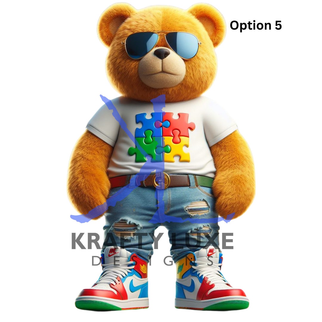 Hip Hop Autism Boy Teddy Bear 5 PNG, Autism Awareness Png, Autism ...