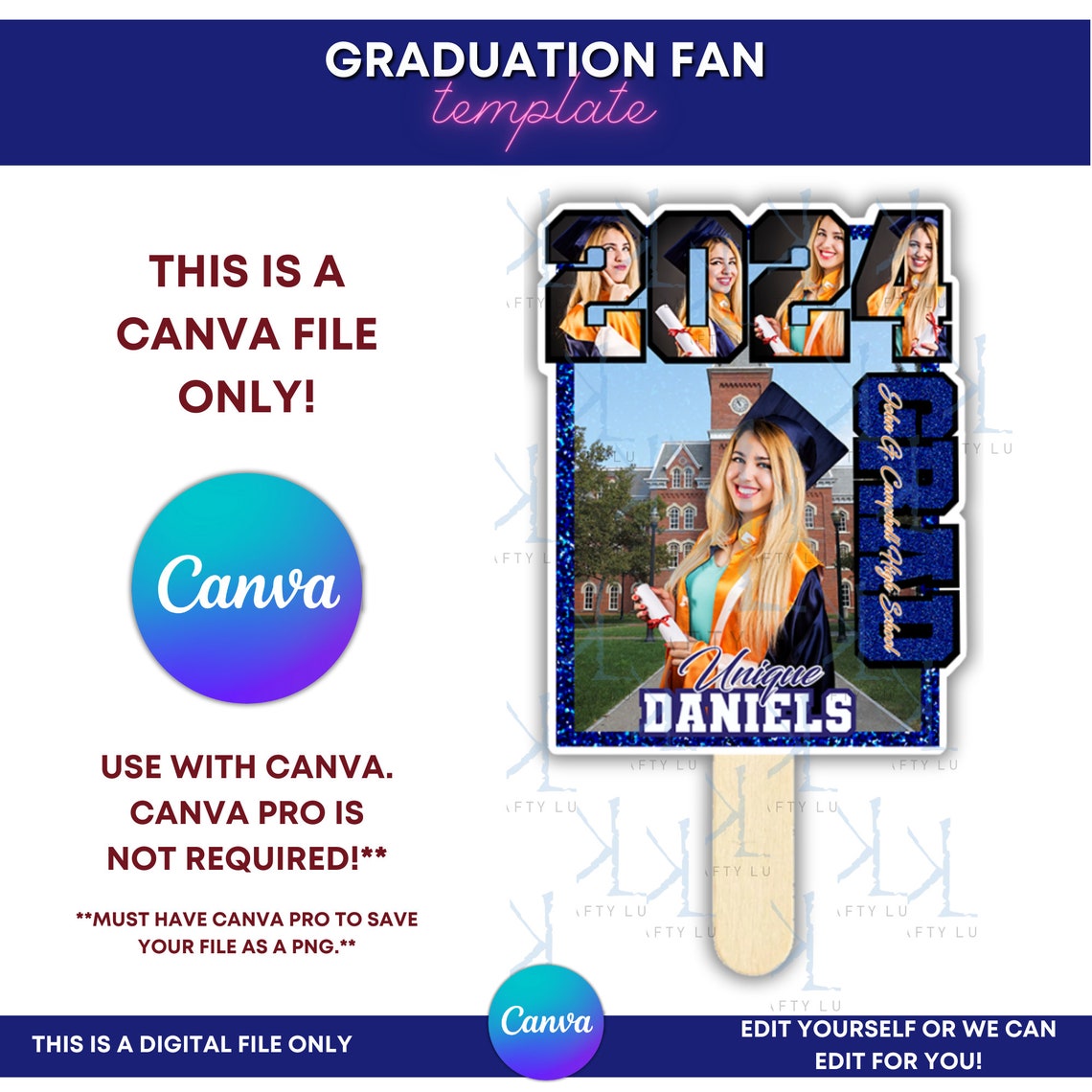 2024 Graduate Fan, Class of 2024 Template, Grad Fan Templates, Grad ...
